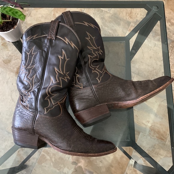 Tony Lama | Shoes | Vintage Black Label Tony Lama Brown Caribou Leather ...